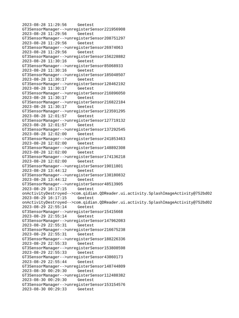 Geetest Sensor Unregister Logs | PDF