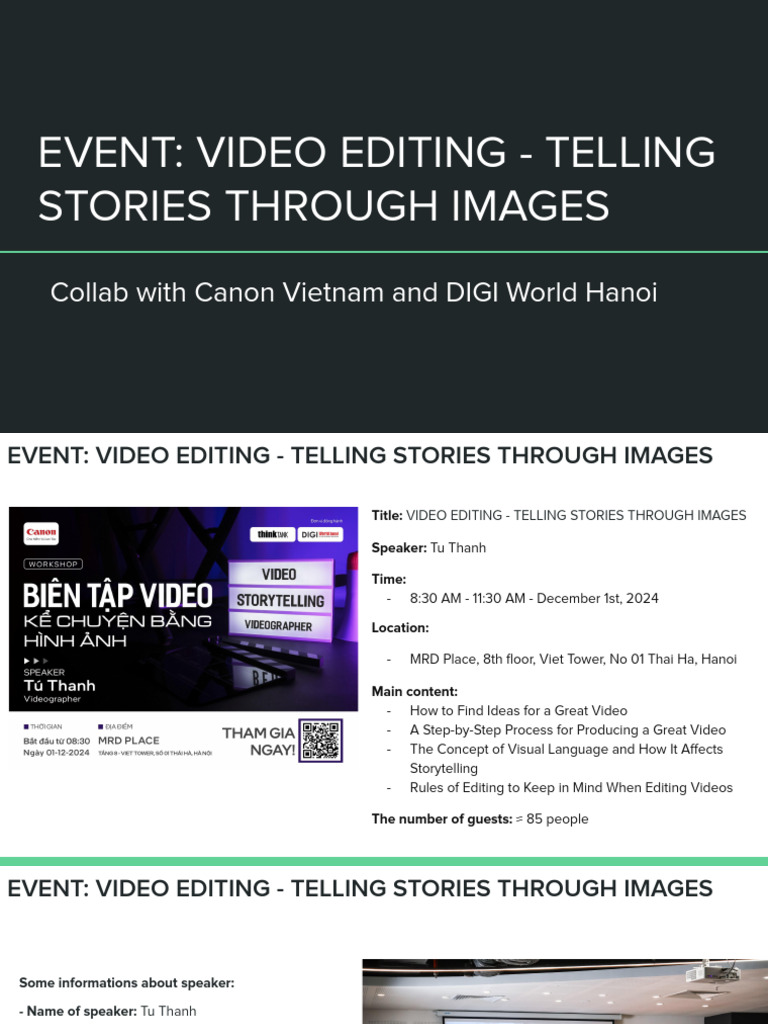 EVENT REPORT - Workshop Video Editing - Telling Stories Through Images ...