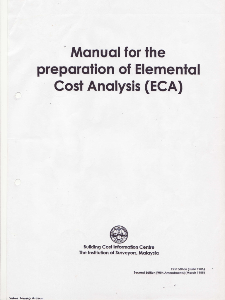 Manual For The Preparation of Elemental Cost Analysis | PDF | Building ...