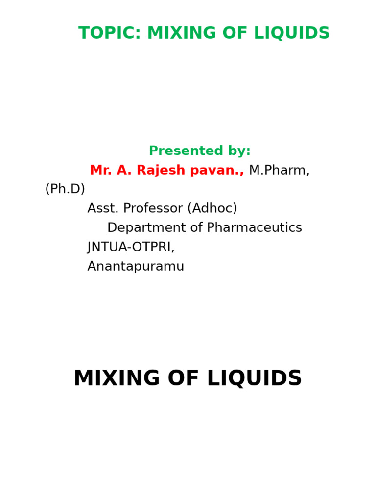 Liquid Mixing Techniques Explained | PDF | Liquids | Propeller
