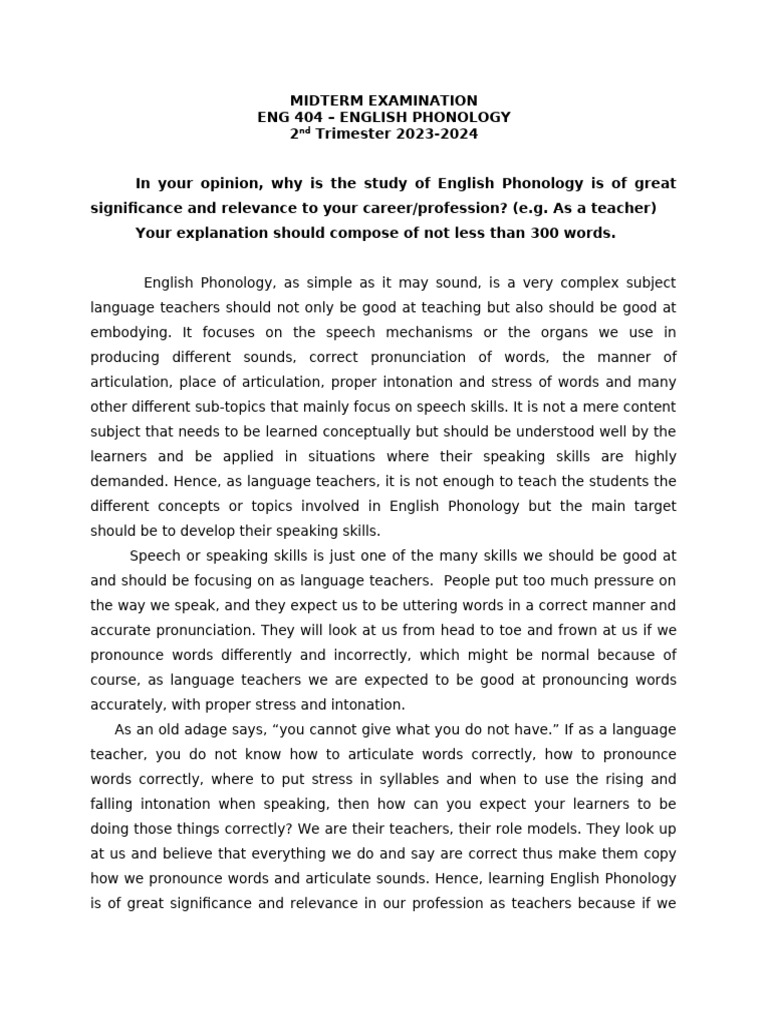 Lorenzo-Midterm Exam | PDF | English Language | Speech