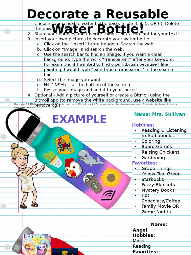 Decorate A Reusable Water Bottle - Get-To-Know-You - 2 | PDF