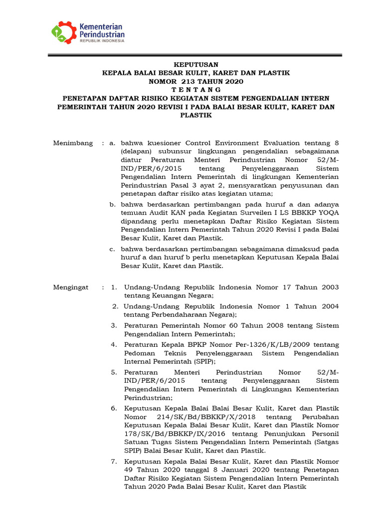 Daftar Risiko 2020 Rev 1 | PDF