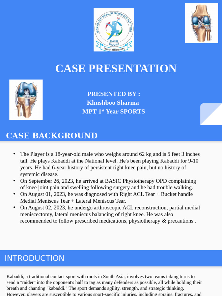 ACL Tear Case Study in Kabaddi Player | PDF | Knee | Anatomical Terms ...