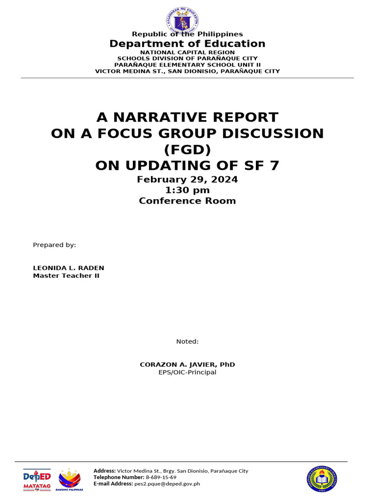 FGD On Updating SF7 (February 29, 2024) | PDF | Philippines | Governance