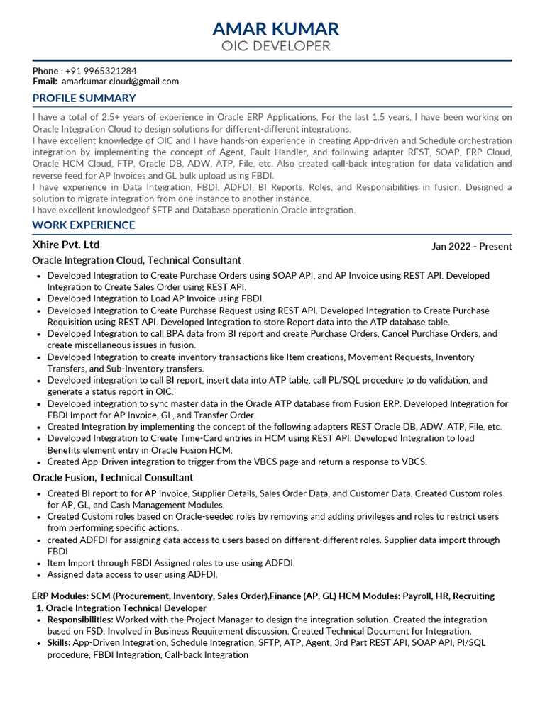 Amar - CV (1) - 8 | PDF | Oracle Corporation | Enterprise Resource Planning