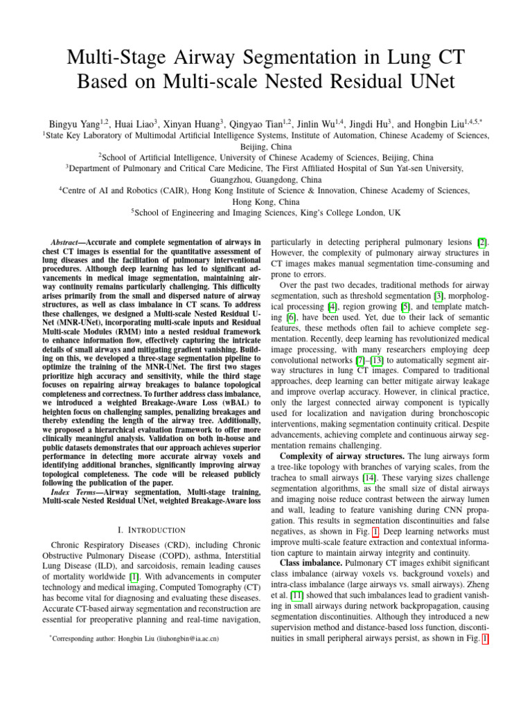 3.Multi-Stage Airway Segmentation in Lung CT based on multi-scale nested residual UNet（气道分割 ...
