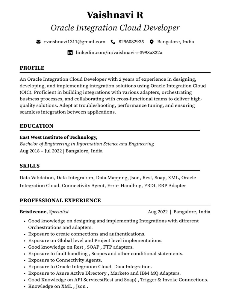 OIC_Resume_VaishnaviR | PDF | Computing | Information Technology