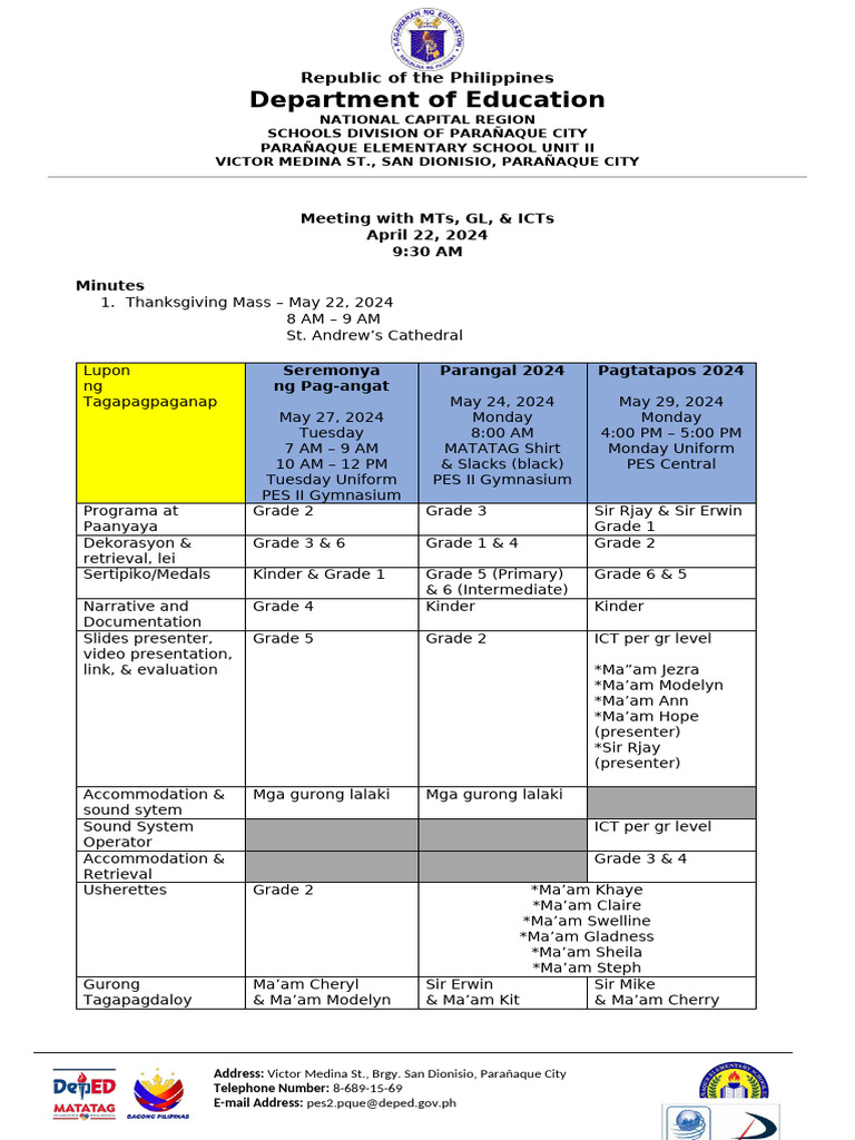 Adjustments (Minutes of The Meeting Last April 22, 2024) | PDF