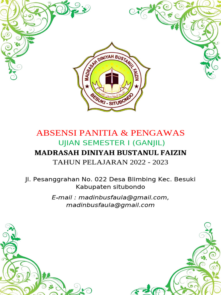 Cover Absensi Panitia Dan Pengawas | PDF
