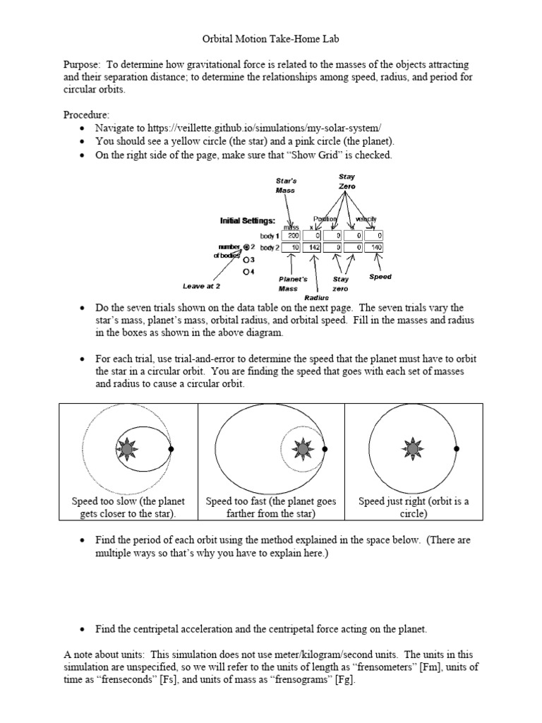 Lab - Orbital Motion Take-Home | PDF | Orbit | Mass