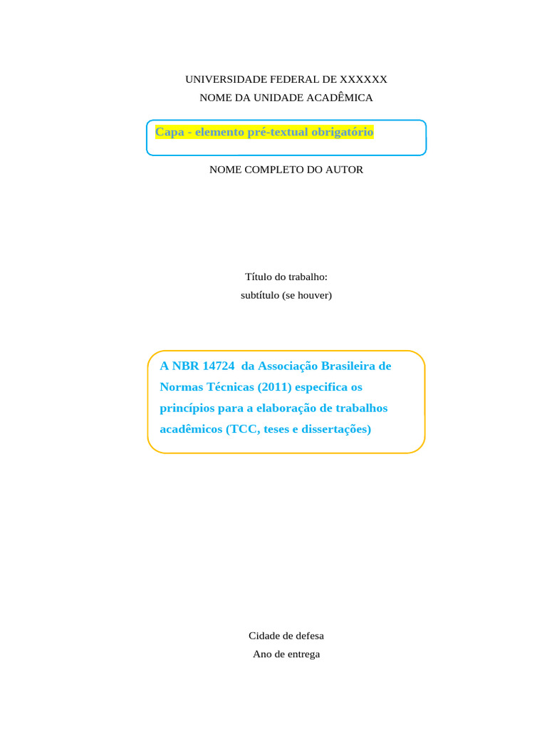 1 Modelo Capa Abnt | PDF
