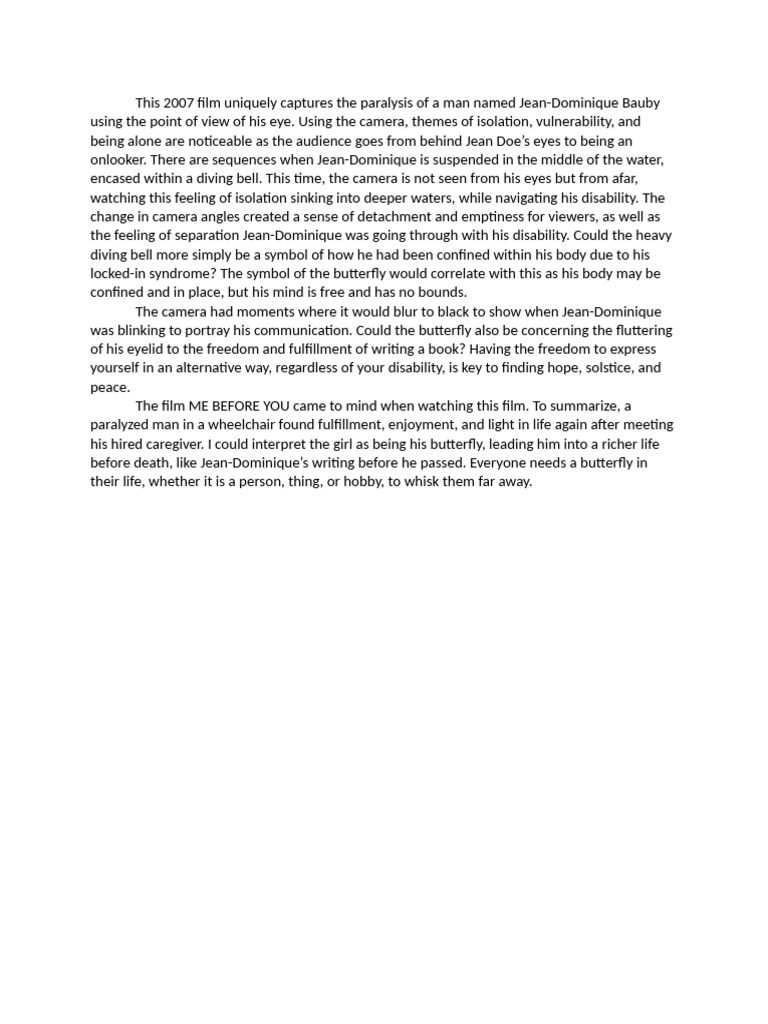 The Diving Bell and The Butterfly | PDF