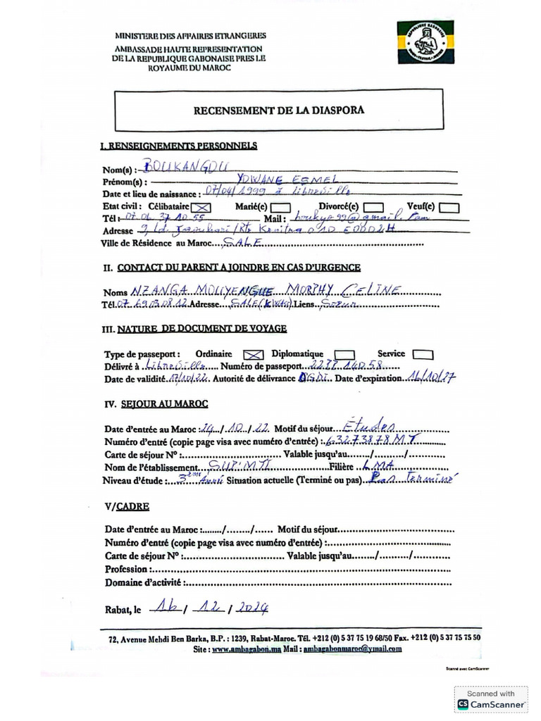 Fiche de Renseignements | PDF