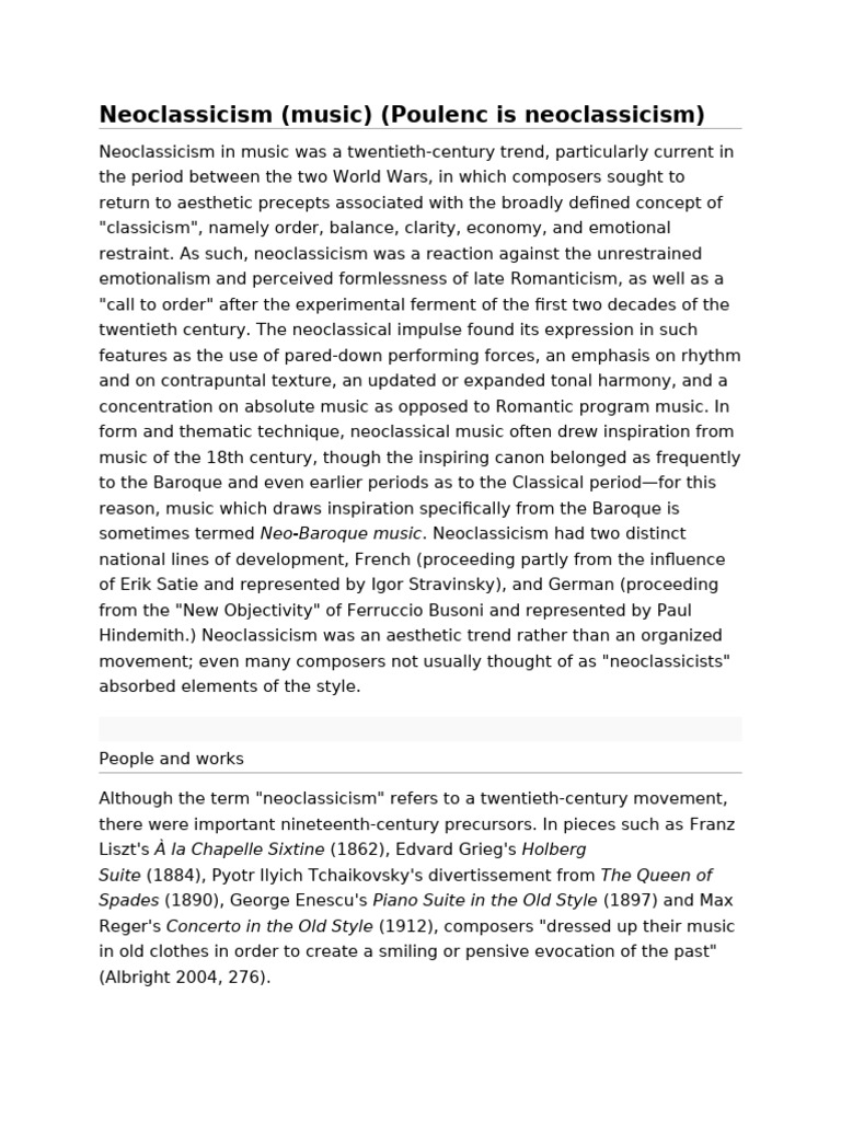 Neoclassicism | PDF | Performing Arts | Classical Music