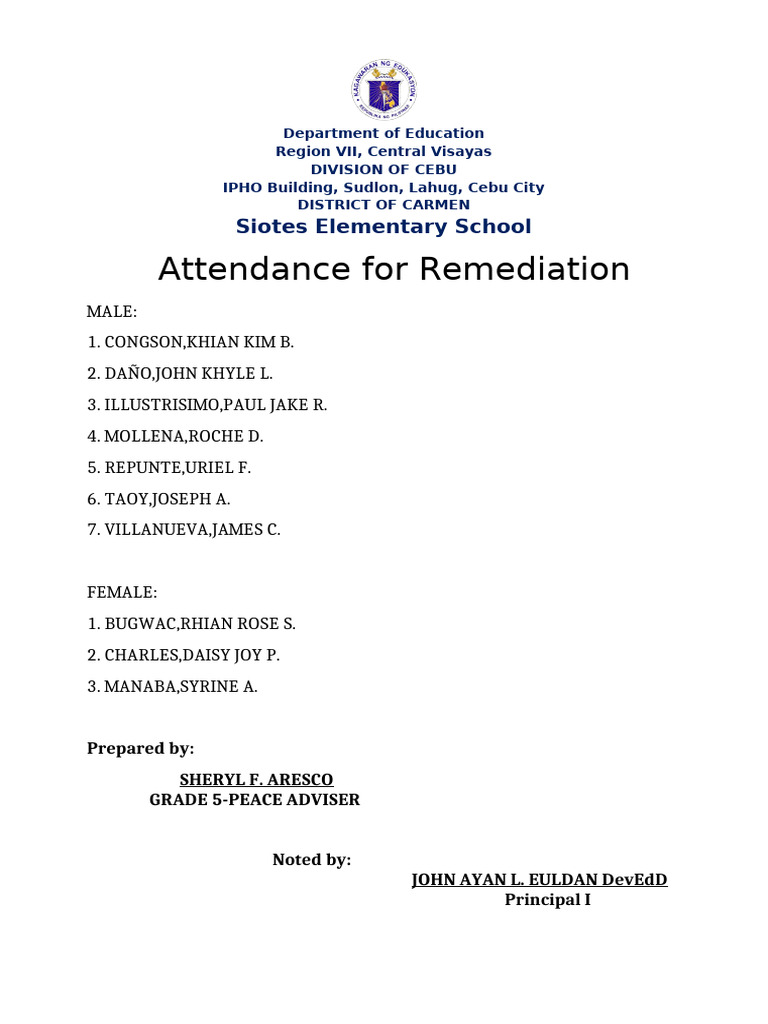 remedial attendance | PDF