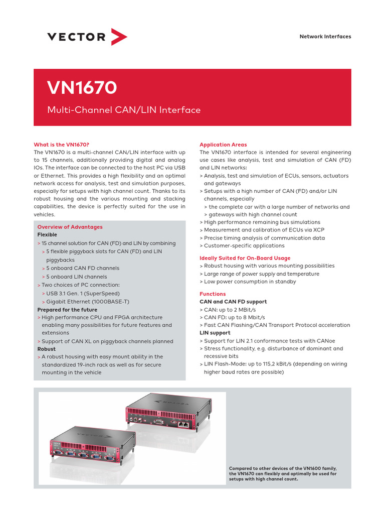 VN1670 Multi-Channel CAN/LIN Interface | PDF | Usb | Telecommunications