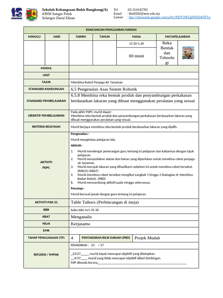 RPH RBT T6 SK Minggu 33 | PDF