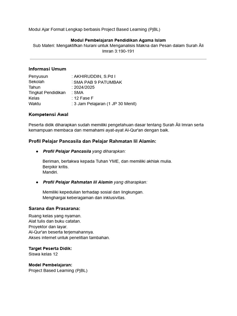 Tugas 7 - Penyusunan Modul P5-PPRA | PDF