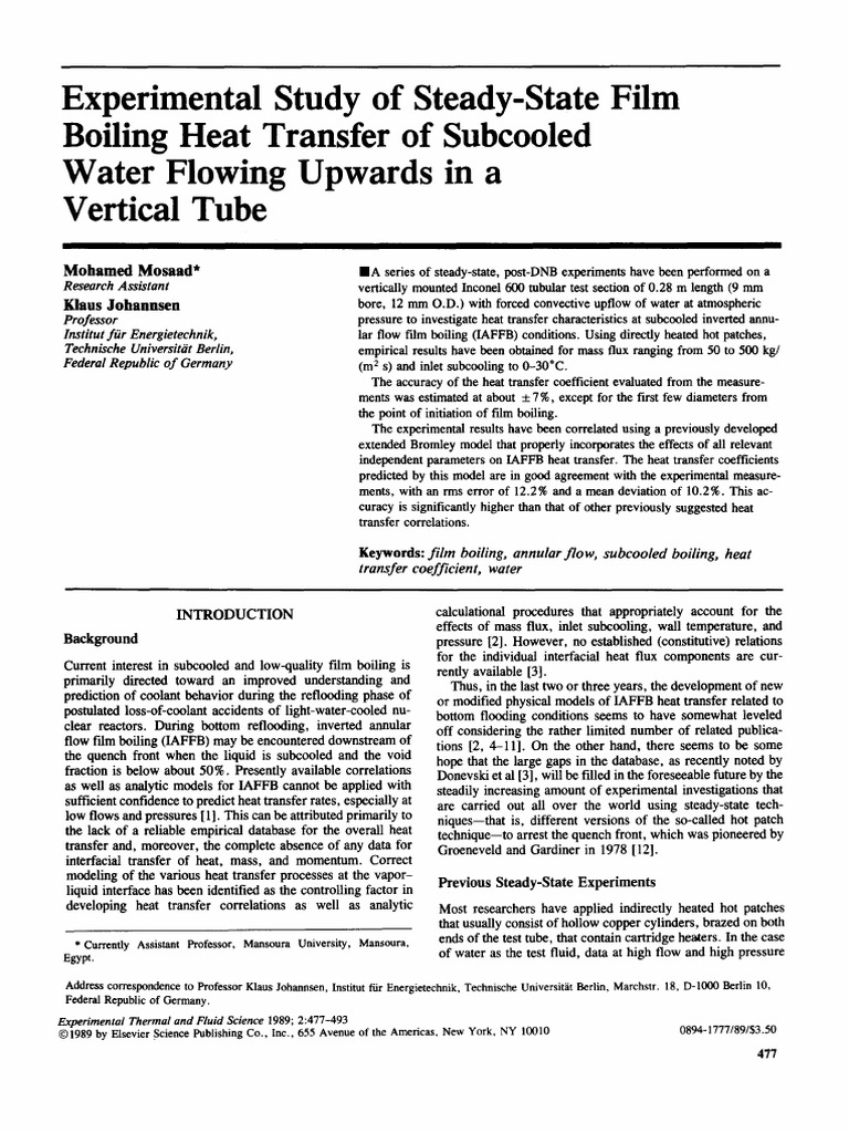 3 Mosaad1Experimental Study of Steady-State Film 989 | PDF | Heat ...