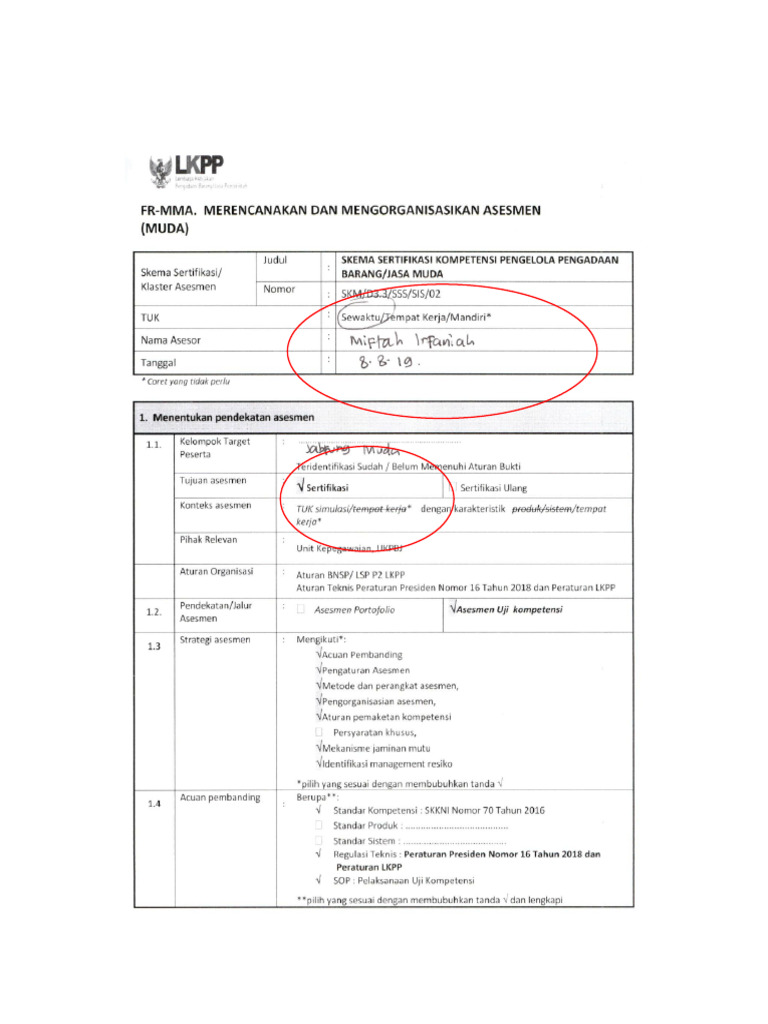 Panduan Form Isian Uji Kompetensi | PDF