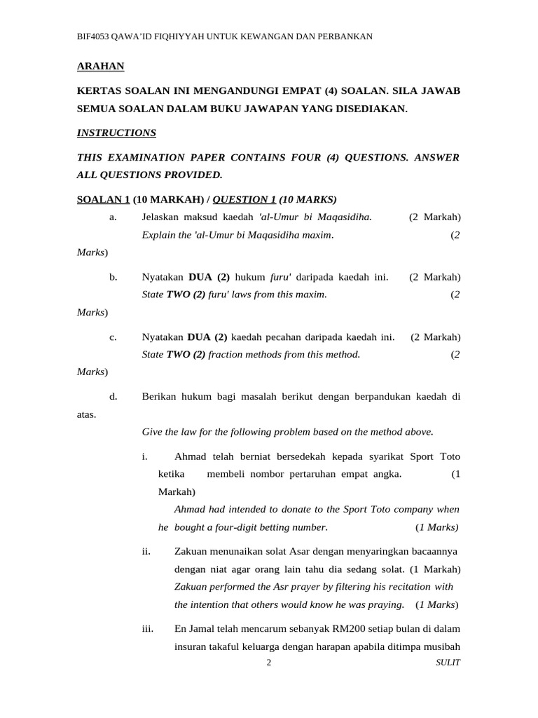 Soalan Final PLK Bif 4053 | PDF