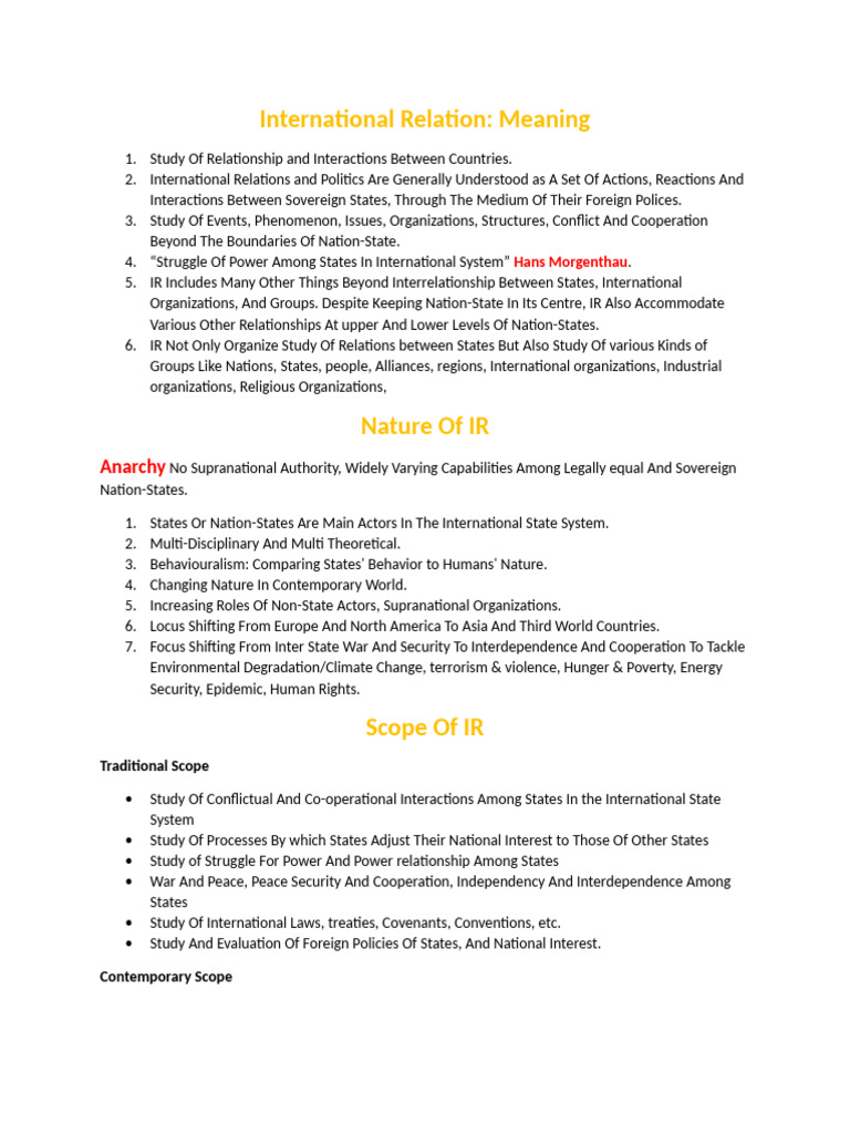 Understanding International Relations Basics | PDF | International ...