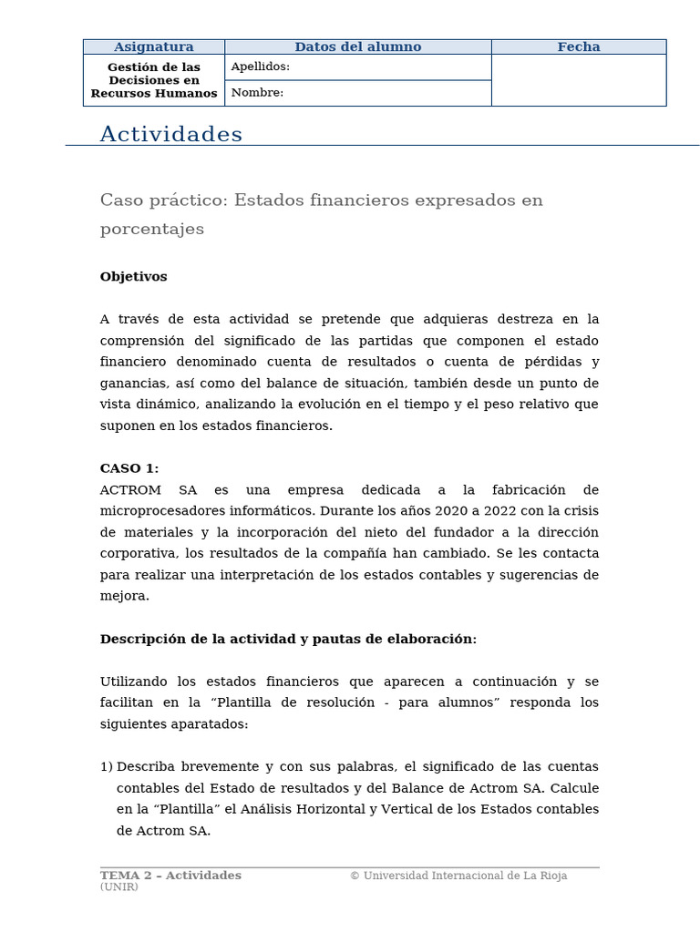 Análisis Financiero de Actrom SA 2020-2022 | PDF | Estado financiero ...