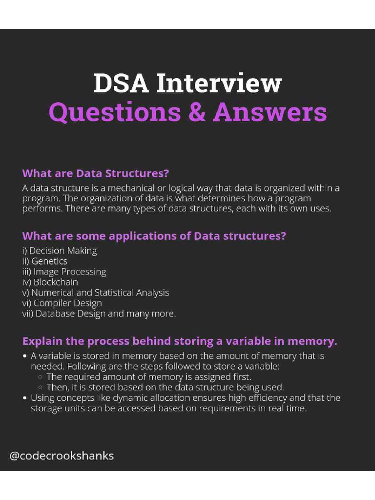 DSA Interview Questions and Answers 1735471311 | PDF