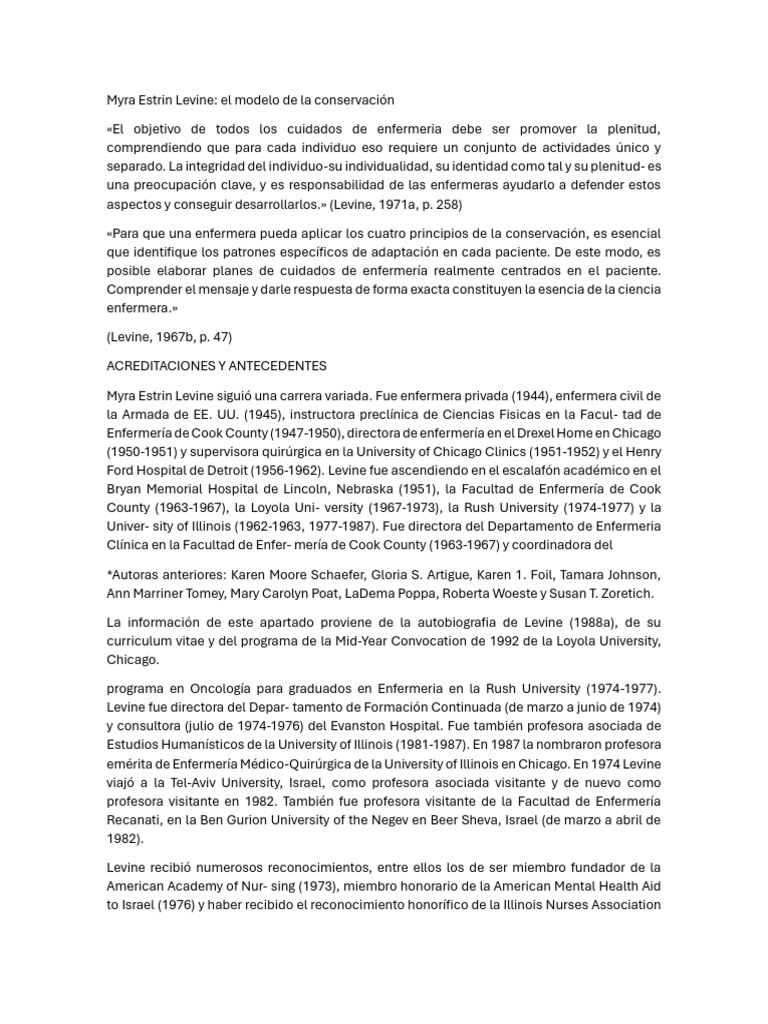 Myra Estrin Levine El Modelo de La Conservación | PDF | Adaptación ...