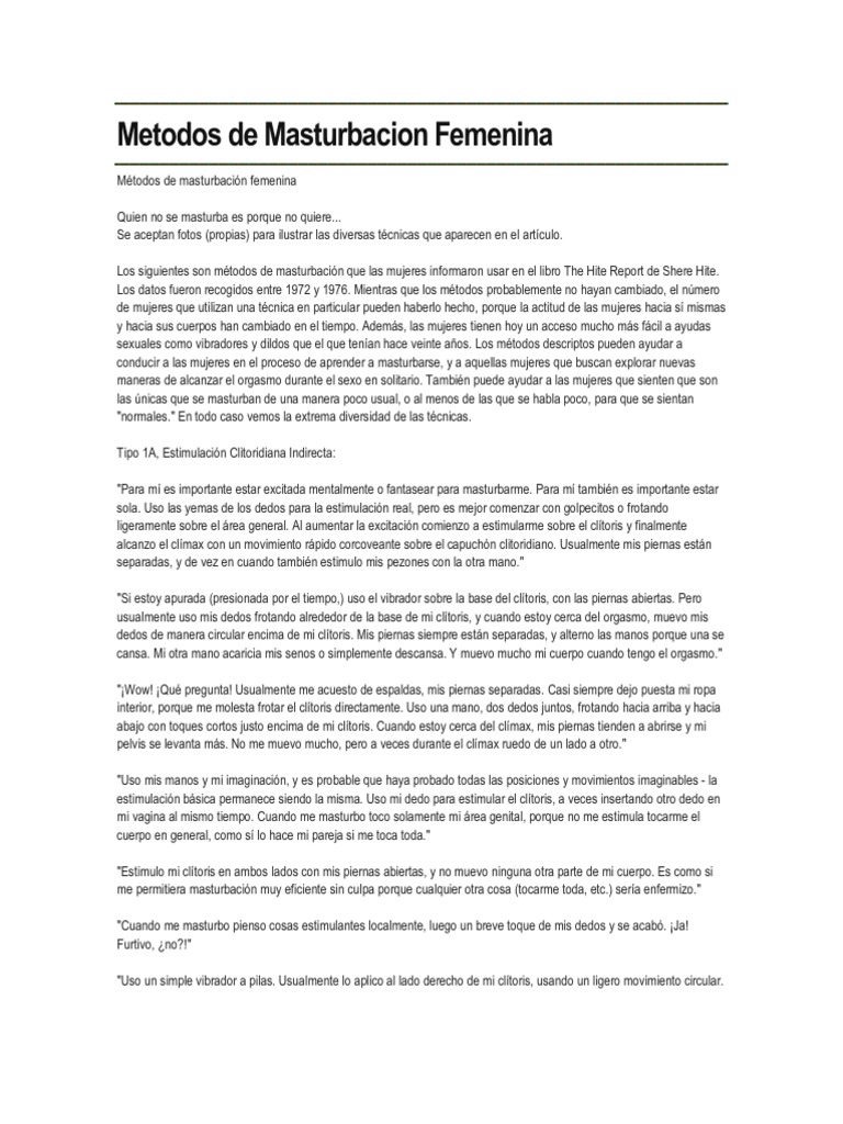 Metodos de Masturbacion Femenina | Descargar gratis PDF | Vagina | Masturbación