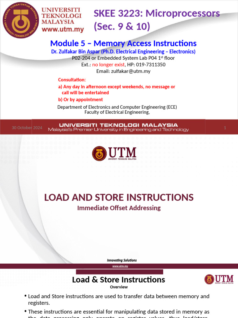 SKEE3223 - Module 05 - Memory Access Instruction | PDF | Bit | Computer Science