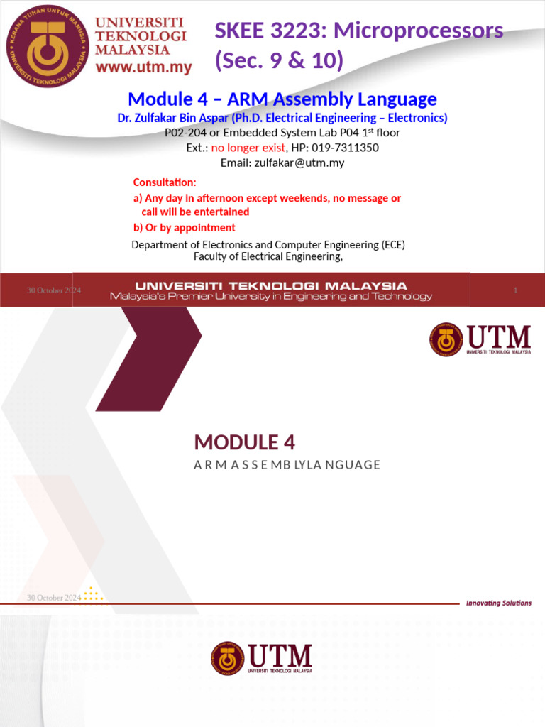 SKEE3223 - Module 04 - ARM Assembly Language | PDF | Assembly Language ...