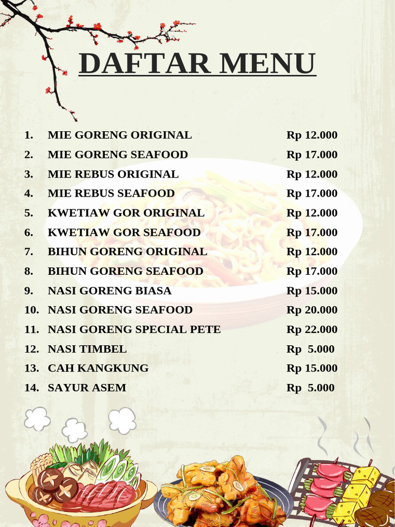 Menu Makanan Seafood dan Nasi Murah | PDF