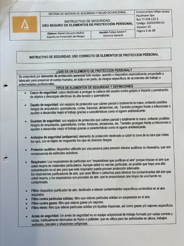 Instructivo de Uso Correcto de Epp | PDF