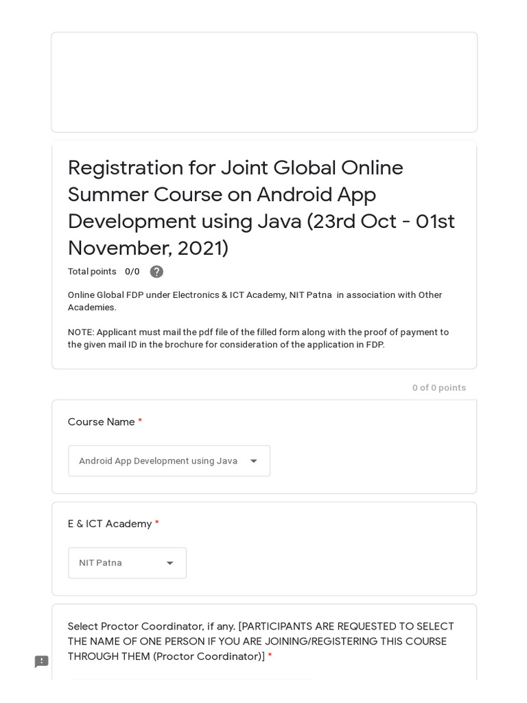 Registration For Joint Global Online Summer Course On Android App Development Using Java (23rd ...