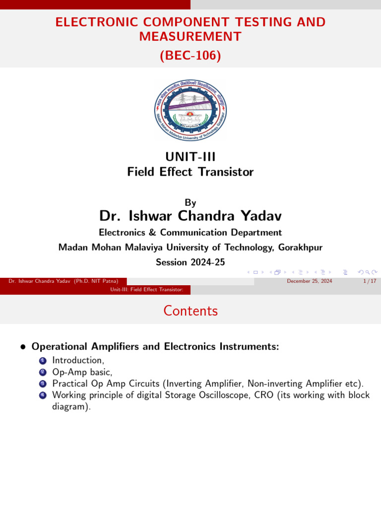 BEC-303 Unit-IV Lecture Ppt | PDF | Operational Amplifier | Amplifier