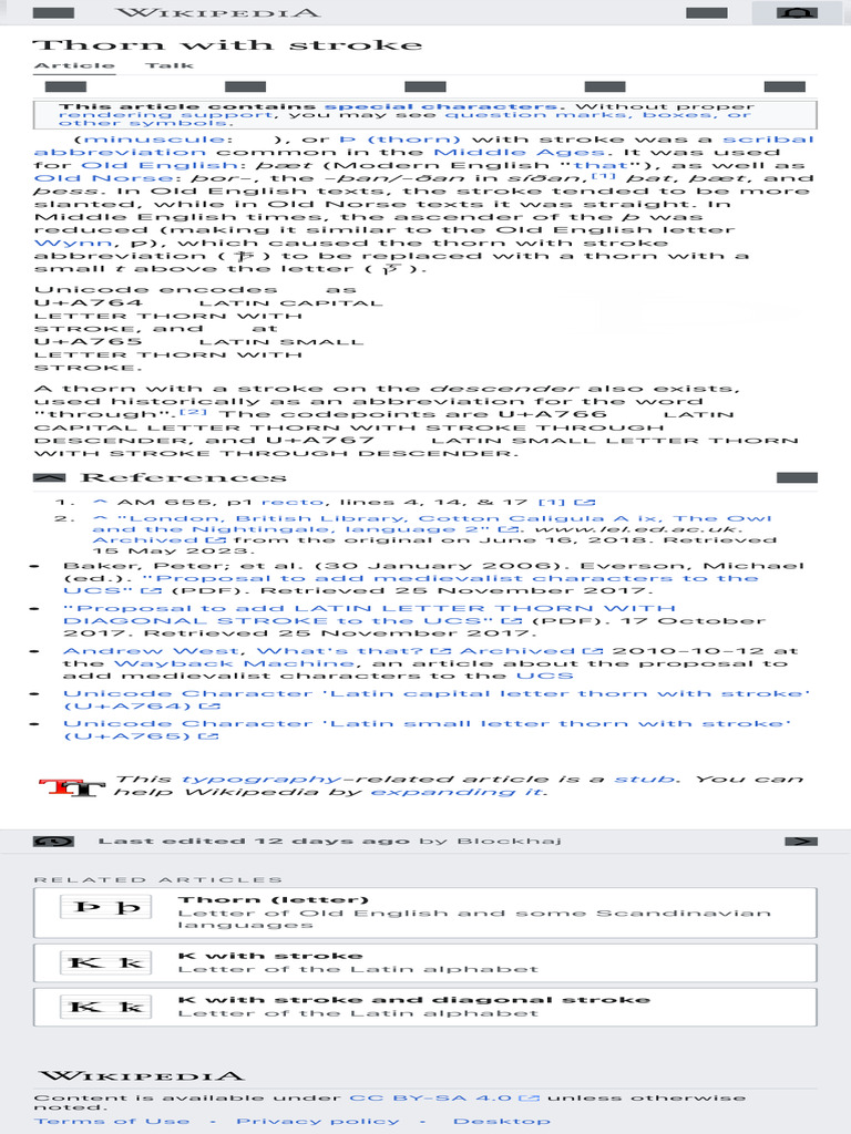 Thorn with stroke - Wikipedia | PDF | Linguistics | Collation