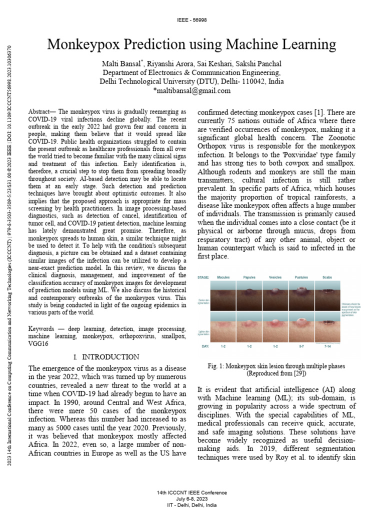 Monkeypox Prediction Using Machine Learning | PDF | Smallpox | Infection