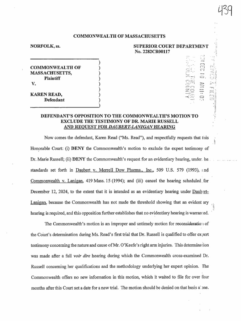 Defendant's Opposition To Excluding DR Marie Russell | PDF