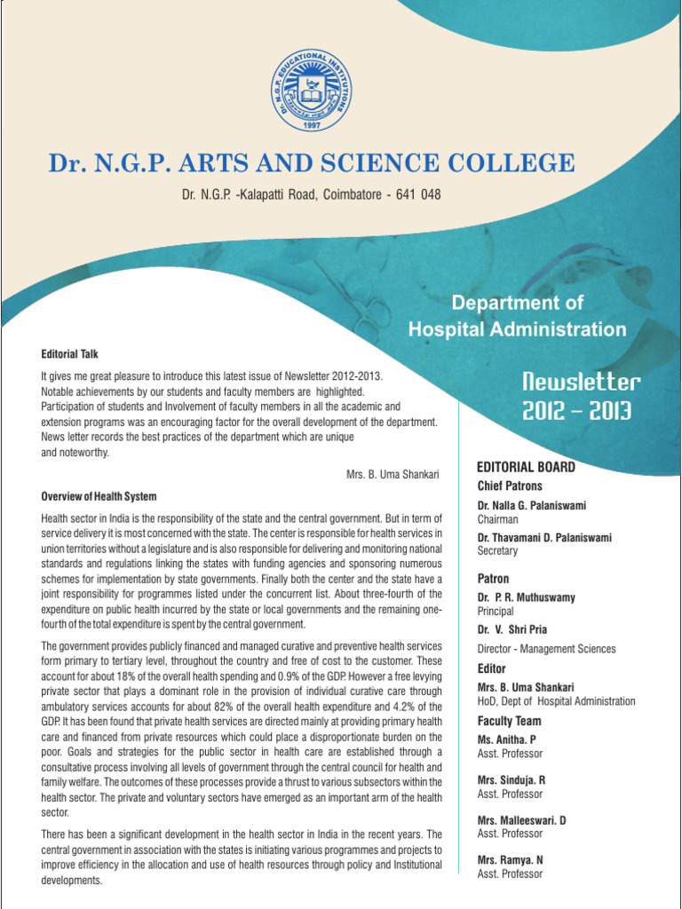 Department of Hospital Administration 2012-2013 | PDF | Hospital ...