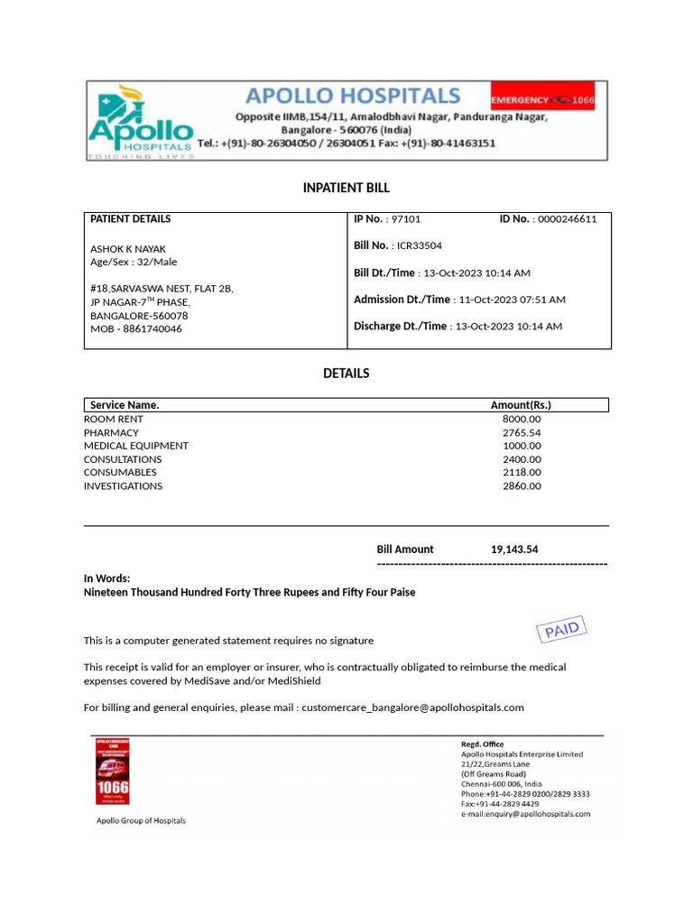 INPATIENT BILL | PDF