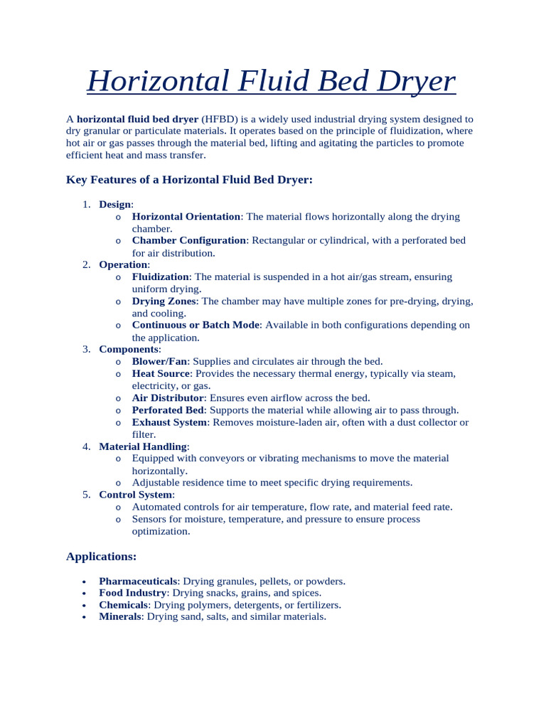Horizontal Fluid Bed Dryer Design Guide | PDF | Fluidization | Clothes ...