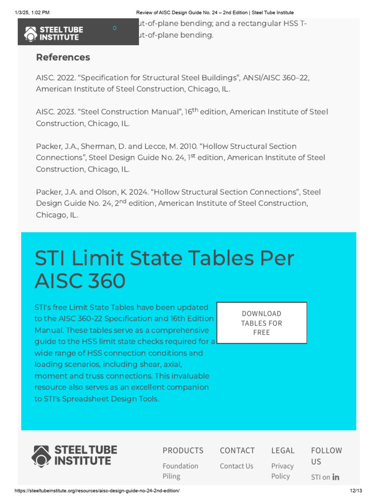 AISC 360-22 Limit State Tables Guide | PDF