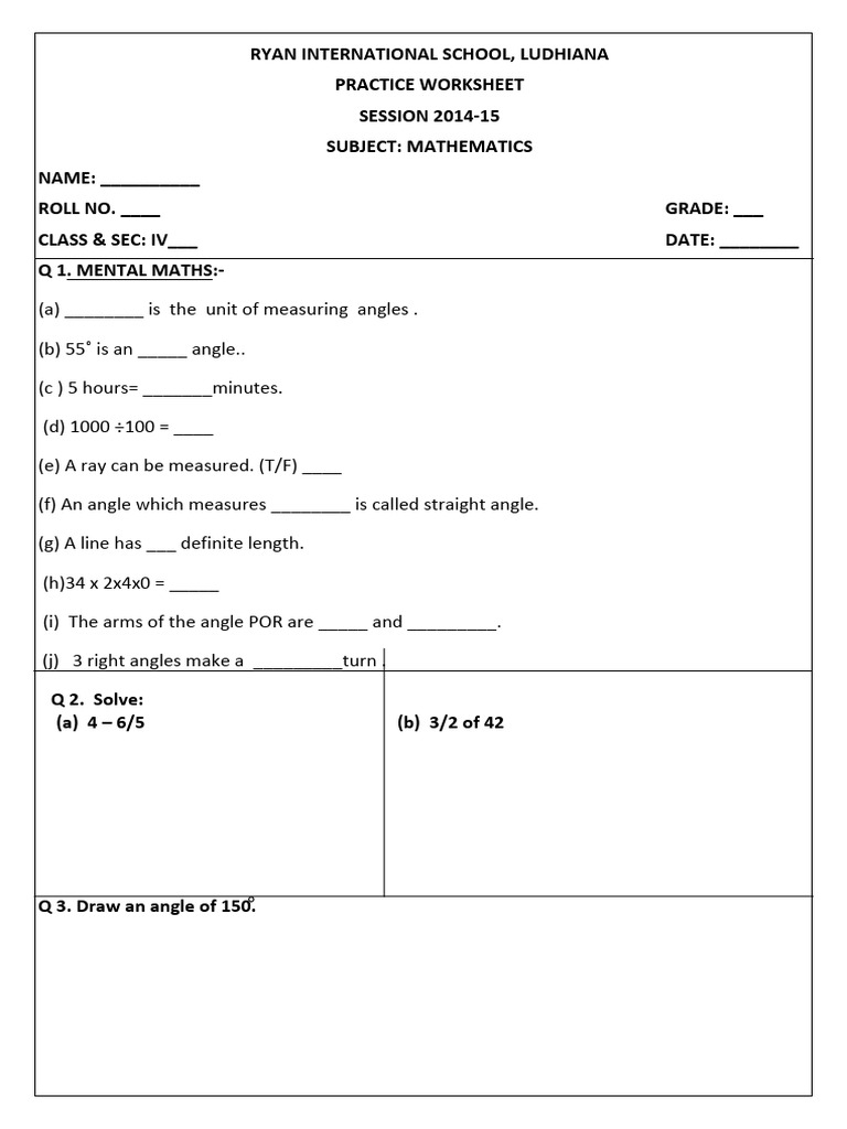 CBSE Class 4 Maths Revision Worksheet (85) - Revision | PDF