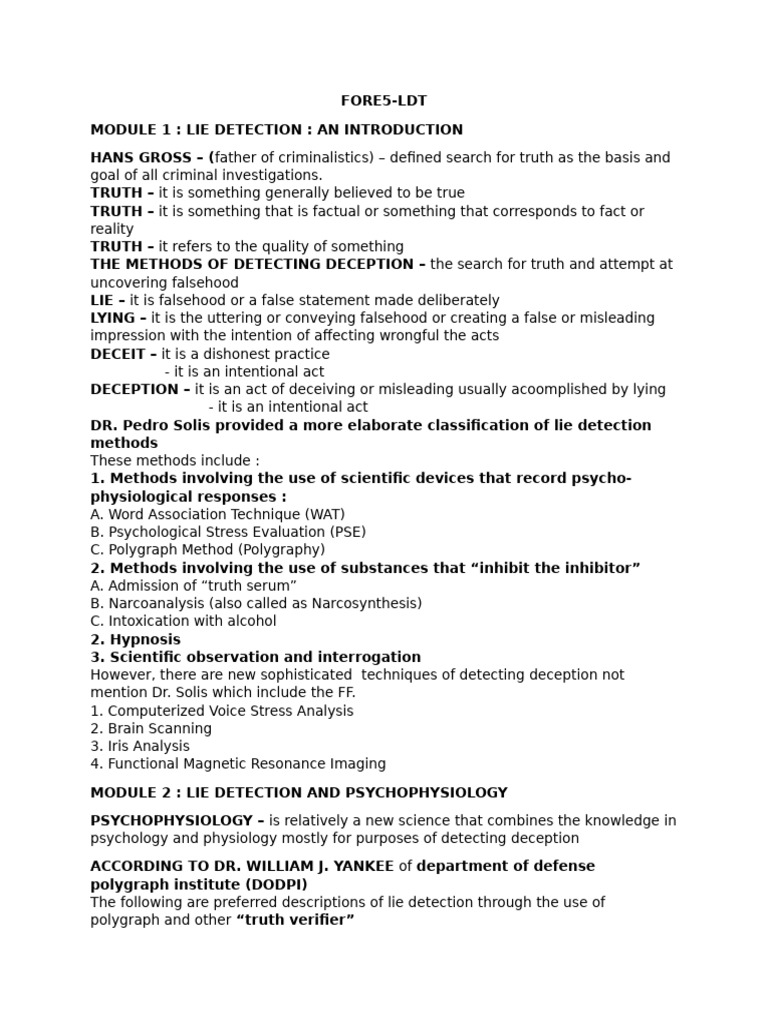 FORE5-LIE DETECTION | PDF | Central Nervous System | Nervous System