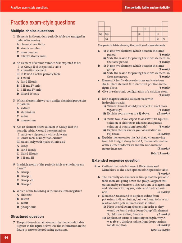 OUP Practice (Periodic Table) | PDF | Iodine | Periodic Table