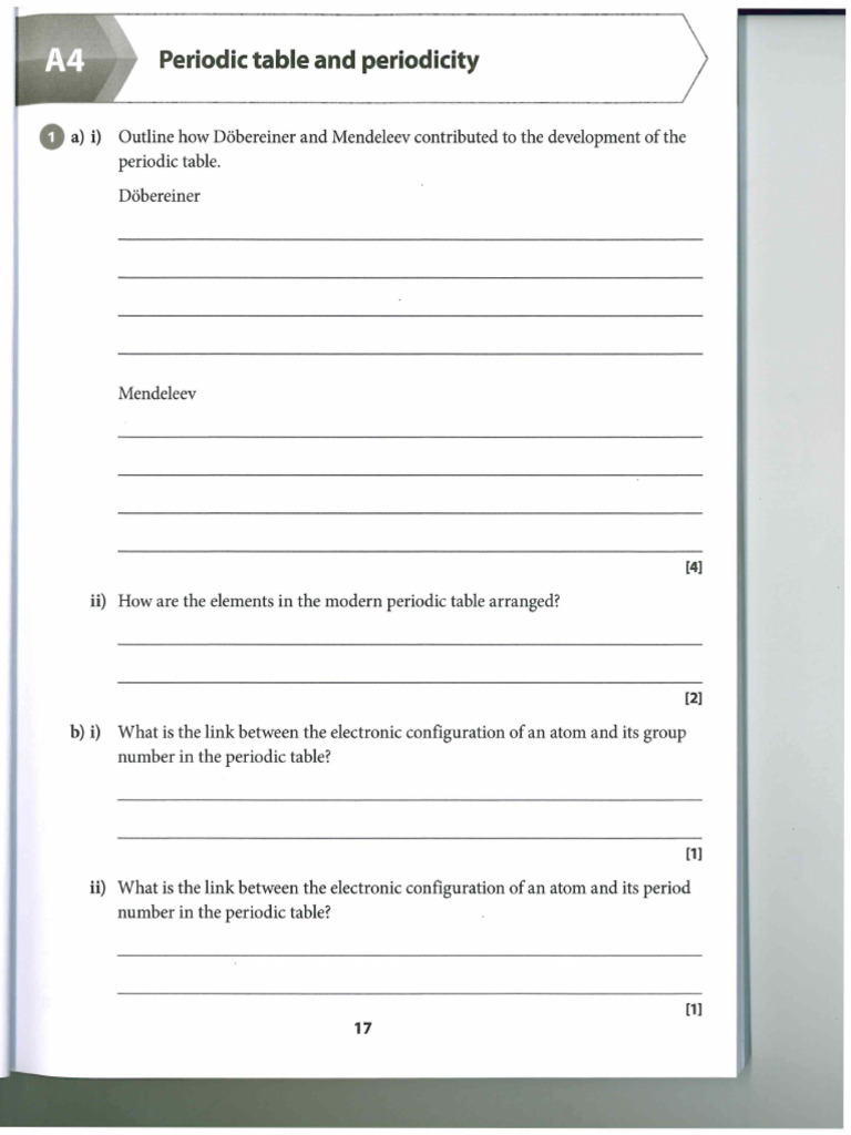 Collins Workbook (Periodic Table) | PDF | Periodic Table | Electron ...