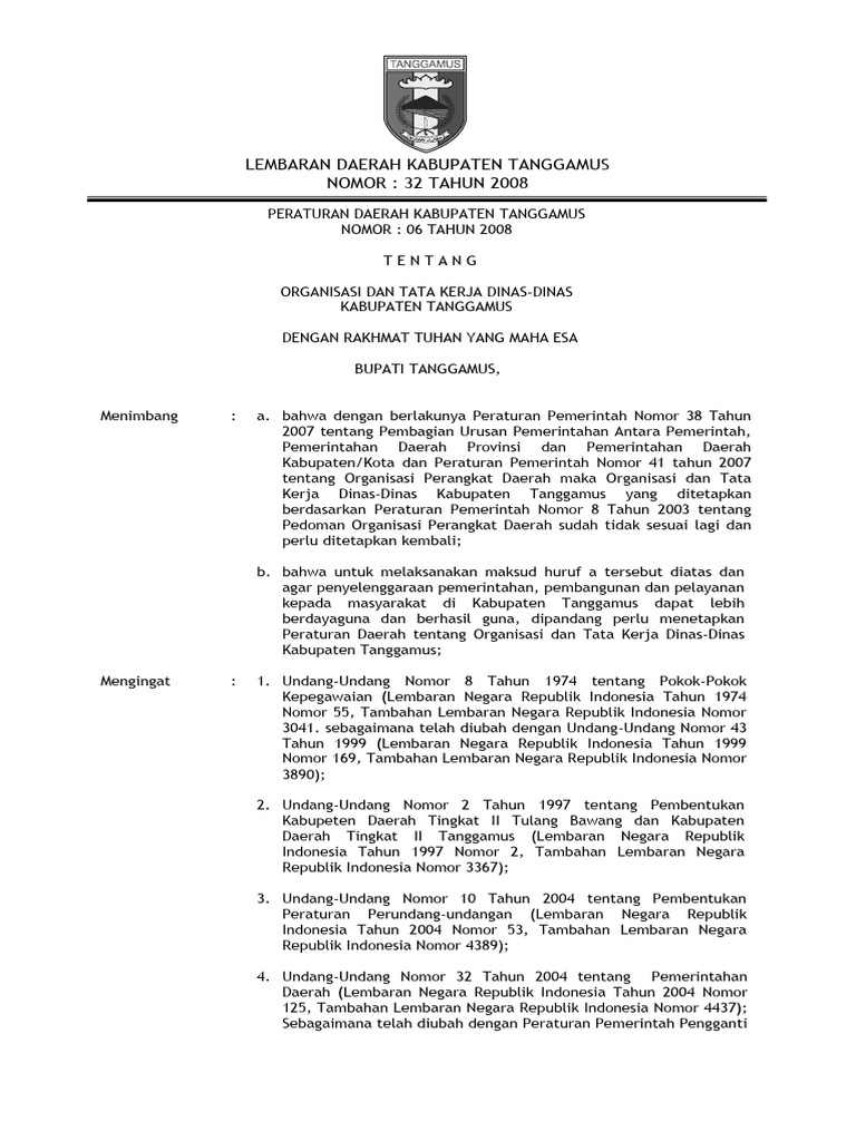 Perda Nomor 6 Tahun 2008 | PDF