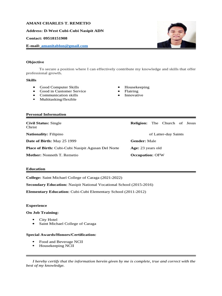 Bebeng Resume | PDF